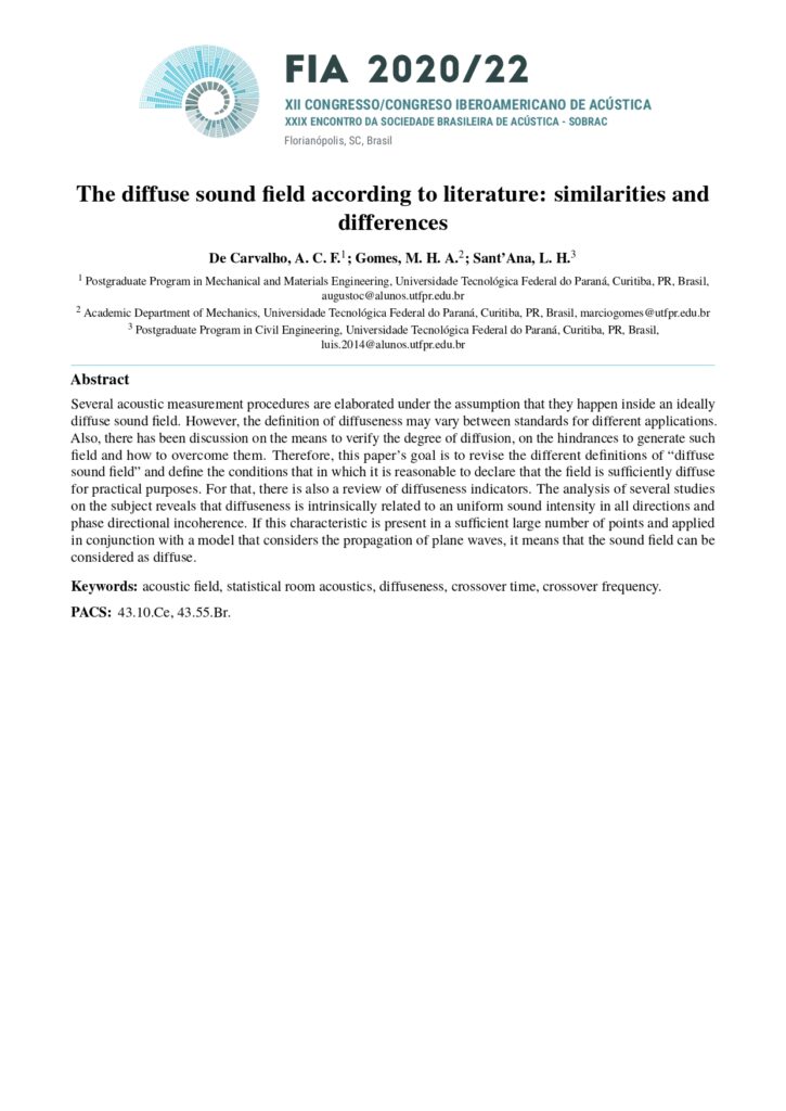 The diffuse sound field according to literature: similarities and ...